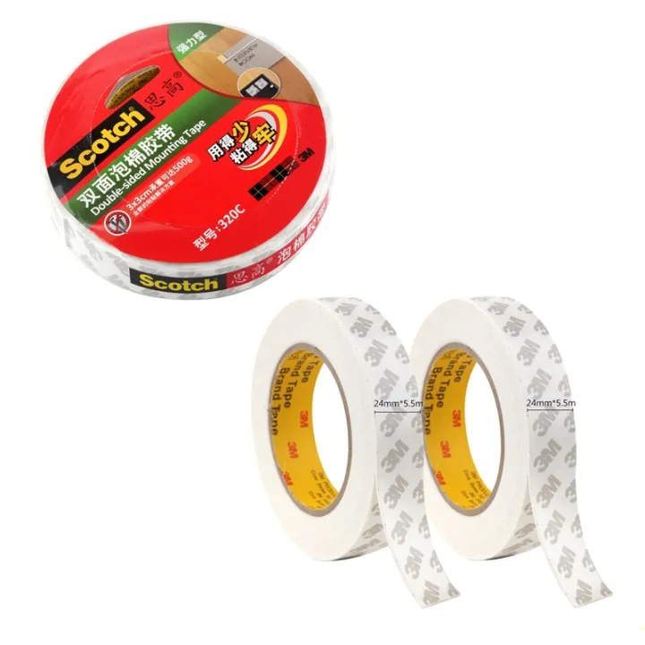 3M Scotch Double-sided Foam Adhesive Tape 12/18/24mm*5.5M 320C Sponge KT Paste Tape Stationery ...
