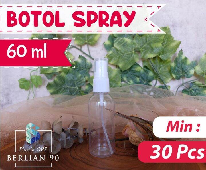 Botol Spray 60 ml 30 pcs - Botol Plastik Minyak Wangi - Botol Plastik ...
