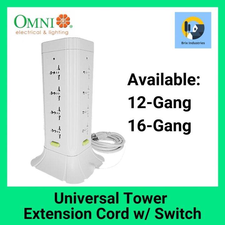 Omni Universal Tower Extension Cord 12 Gang 16 Gang w/ Switch WTE-512 ...
