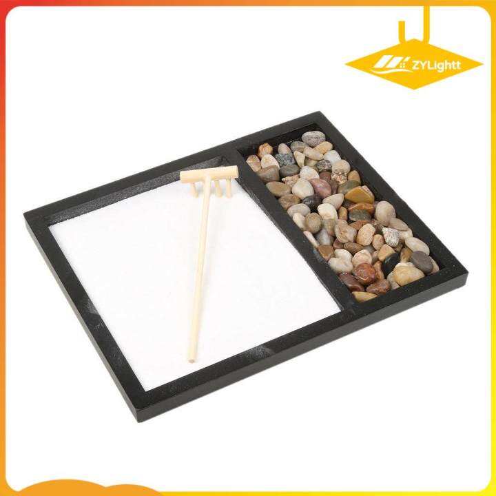 ZYLightt Zen Garden Sand Tray Stone Wooden Rake Sands Home Room ...