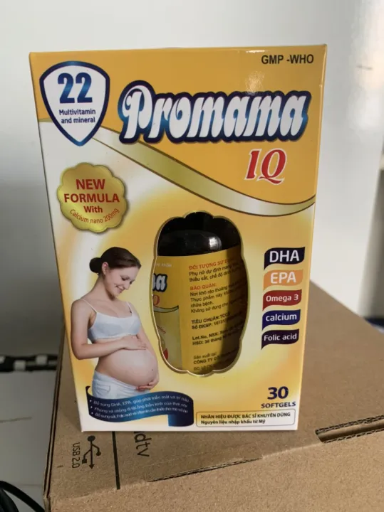 Viên Uống Vitamin Tổng Hợp Cho Bà Bầu Promama IQ Gold Bổ Sung DHA ,Axitfolic Vitamin Với thành ...