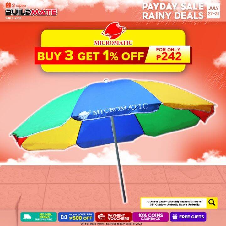 MICROMATIC Outdoor Umbrella Parasol 36 •BUILDMATE• | Lazada PH