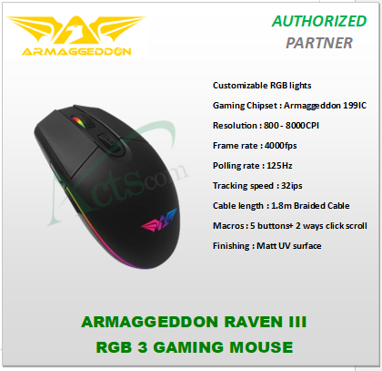ARMAGGEDDON RAVEN III RGB GAMING MOUSE | Lazada