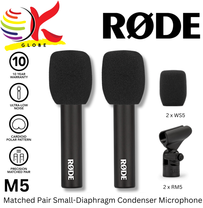 RODE M5 MATCHED PAIR SMALL-DIAPHRAGM CONDENSER MICROPHONE WITH ULTRA LOW NOISE, FULL FREQUENCY ...