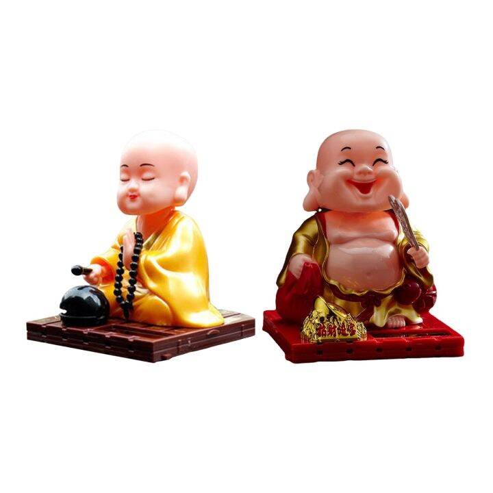 【HOT】 Buddha Monk Statue Car Ornament Car Dashboard Ornament Shaking ...