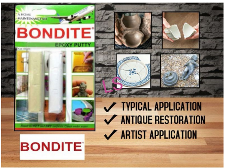 BONDITE EPOXY PUTTY ADHESIVE (Bonds to WET and DRY surfaces, Cures ...