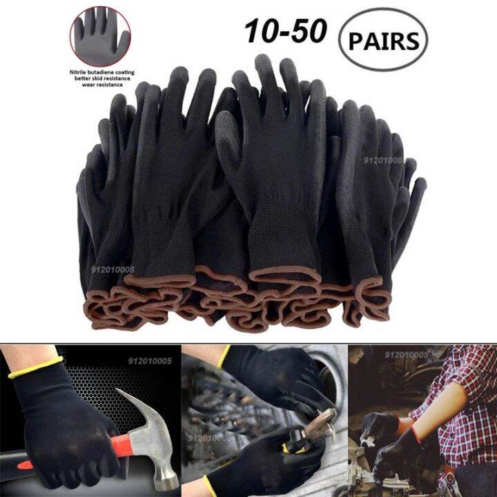 Nitrile safety coated work gloves PU and palm coated gloves safety ...