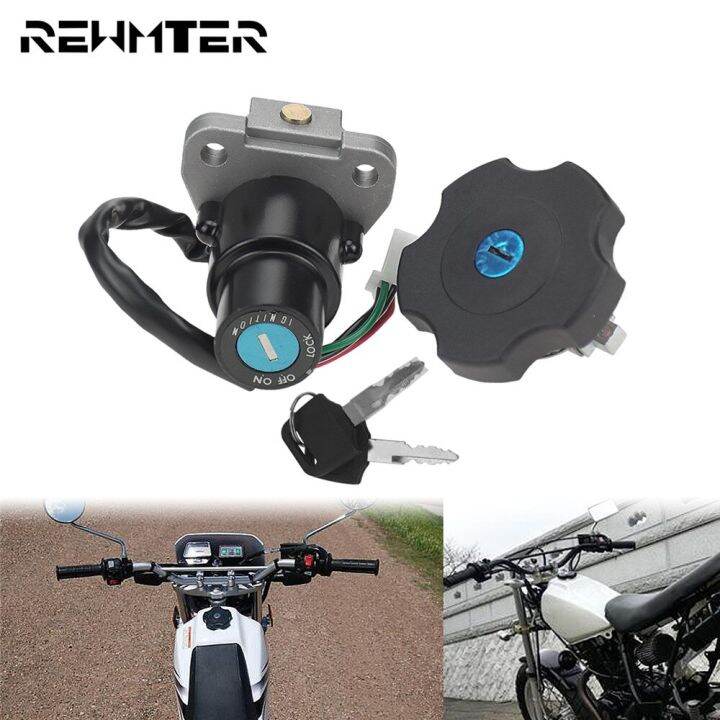 Motorcycle Ignition Switch Fuel Gas Tank Cap Lock Keys Set Black For ...