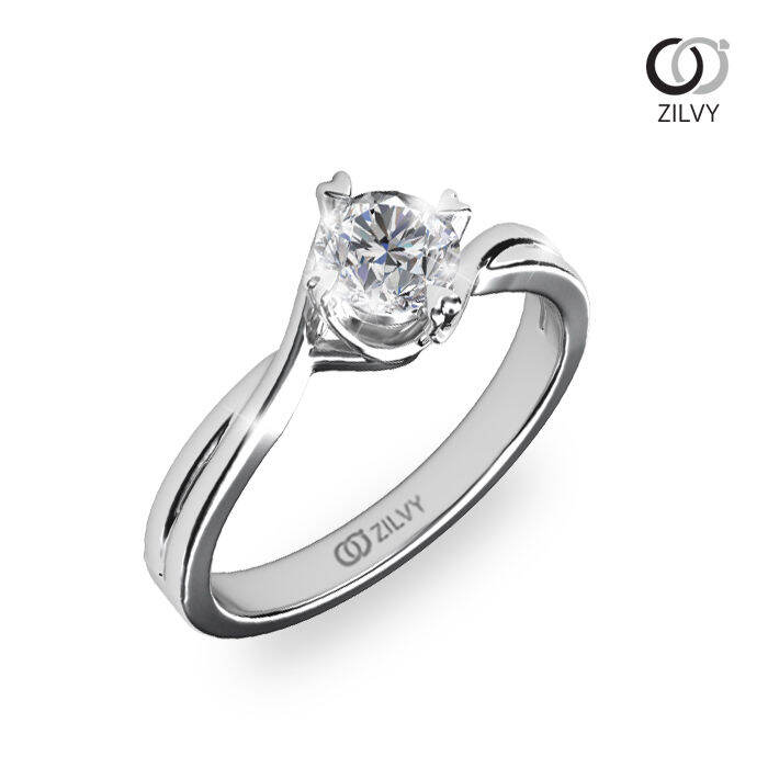 Zilvy แหวนเพชรผู้หญิงเพชรรวม 0.20 กะรัต น้ำร้อย | Lazada.co.th