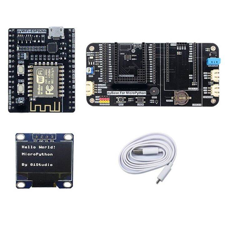 PyWiFi-ESP8266 Development Board +PyBase+0.9 Inch OLED +USB Cable Micro-Python IOT Wireless WiFi ...