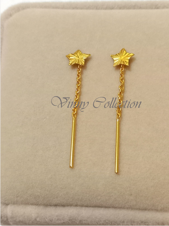 Anting Tusuk Rantai Bintang Ukir 1/2 gram Emas Muda | Lazada Indonesia