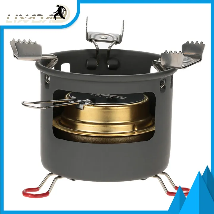 ALOCS แคมป์ปิ้งกลางแจ้งวิญญาณเตาแอลกอฮอล์ตั้งแคมป์เตาแอลกอฮอล์วงเล็บชุด ...