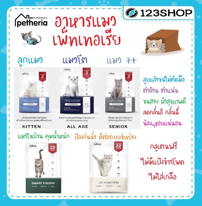 Petheria อาหารแมว เพ็ทเทอเรีย ขนาด 1.5 kg กลูเตนฟรี ไม่ผสมแป้งข้าวโพด ...