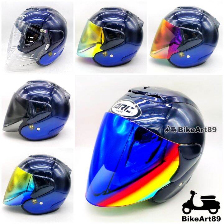 ARC RITZ Two Tone Blue Helmet L/XXL + Visor Clear Smoke Gold Red Blue ...