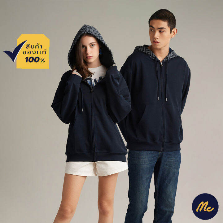 Mc Jeans เสื้อกันหนาว ฮู้ดดี้ Unisex สีกรมท่า MJHP181 | Lazada.co.th