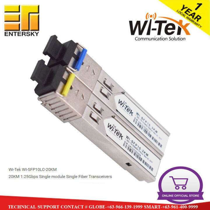 WiTek WI-SFP10LC-20KM 20KM 1.25Gbps Single module Single Fiber ...