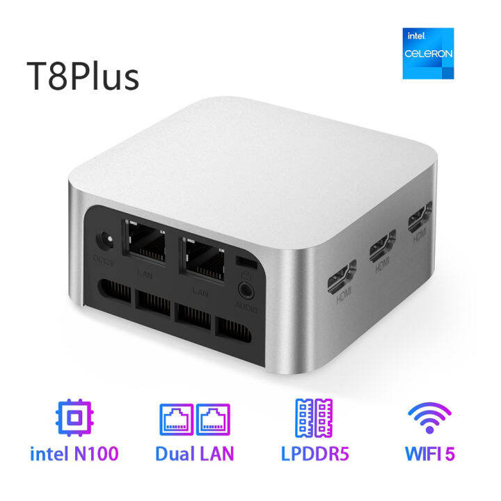 T8 Plus Mini PC Intel Celeron Quad Core N100 Pocket Computer 3xHDMI 2.0 ...