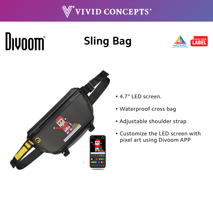 Divoom Pixoo Sling Bag with Innovative Smart LED Display | Lazada