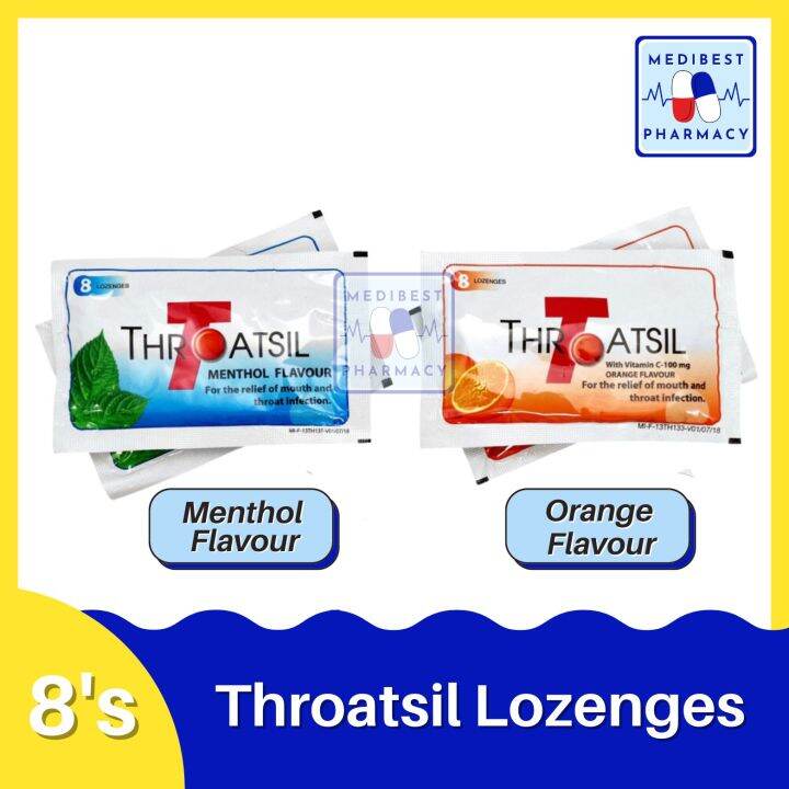 Throatsil Lozenges -8's (Menthol Flavour/ Orange Flavour) | Lazada
