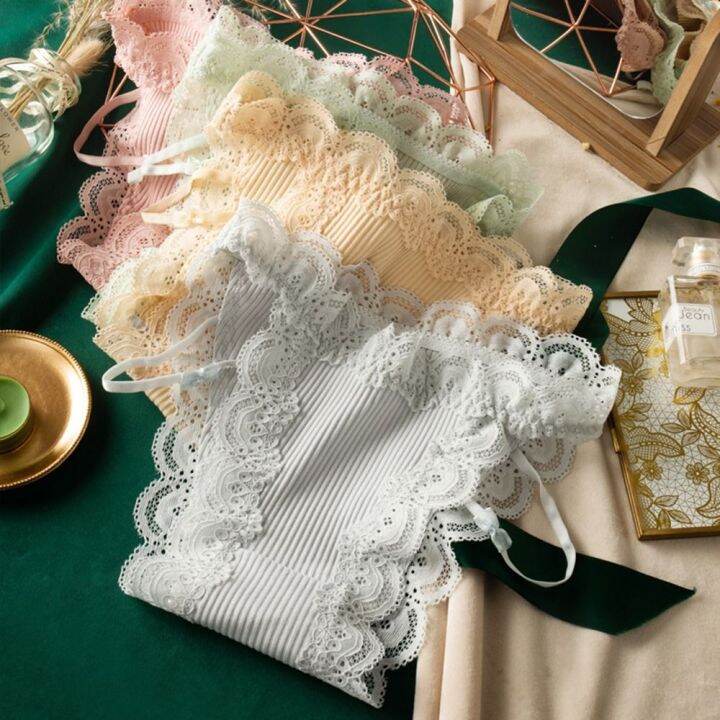 RANZH กางเกงในผู้หญิงแบบไร้รอยต่อสายผูกโบว์ชุดชั้นในเอวต่ำใส่สบายสไตล์หวานไร้รอยต่อกางเกงในไร้ ...