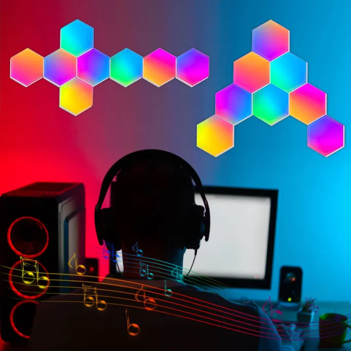 Hexagon Lights Gaming - 10 Pack RGB Led Hex Light Panels Hexagon Smart ...