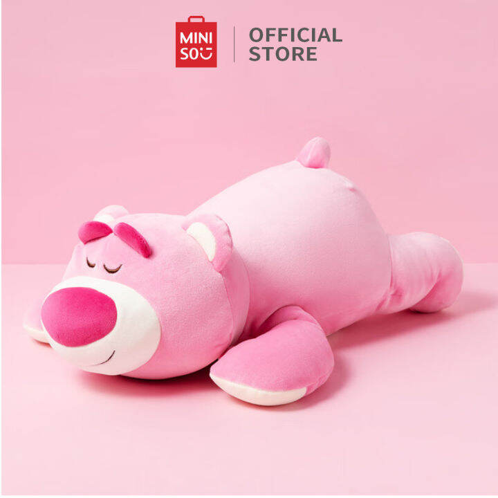 MINISO Disney Pixar Lotso Lying Plush Toy 40CM Strawberry Bear Series ...