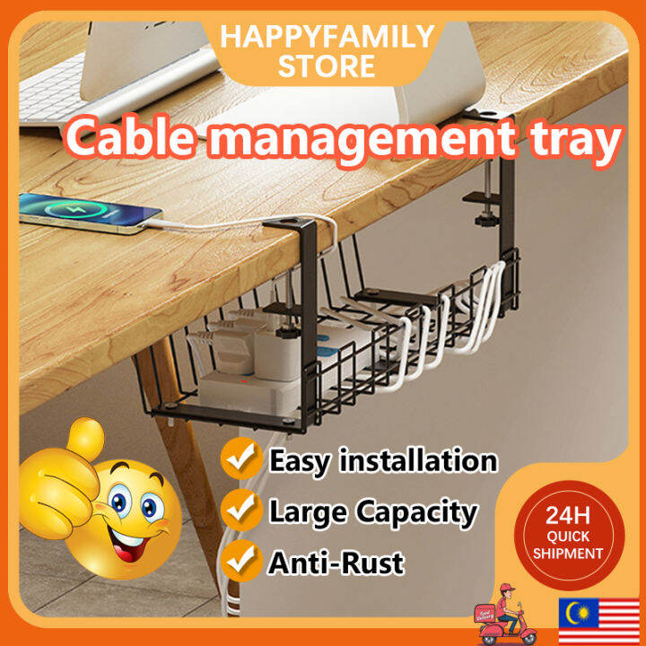(Ready Stock)under table cable tray/cable management tray Under Desk ...
