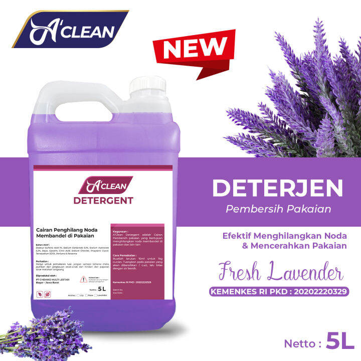 Detergen / Deterjen / Pemutih Pakaian 5 Liter ACLEAN AMORENS KEMENKES ...
