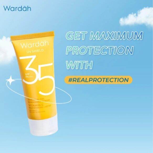WARDAH SUNSCREEN GEL SPF 35 / UV SHIELD SPF 35 (KEMASAN BARU) ESSENTIAL ...