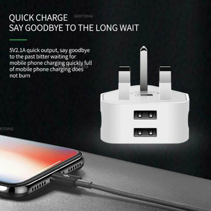 🔥🔥🔥 UNI 2.4A Fast Dual Twin 2 USB Port Charger UK Mains Wall Plug ...
