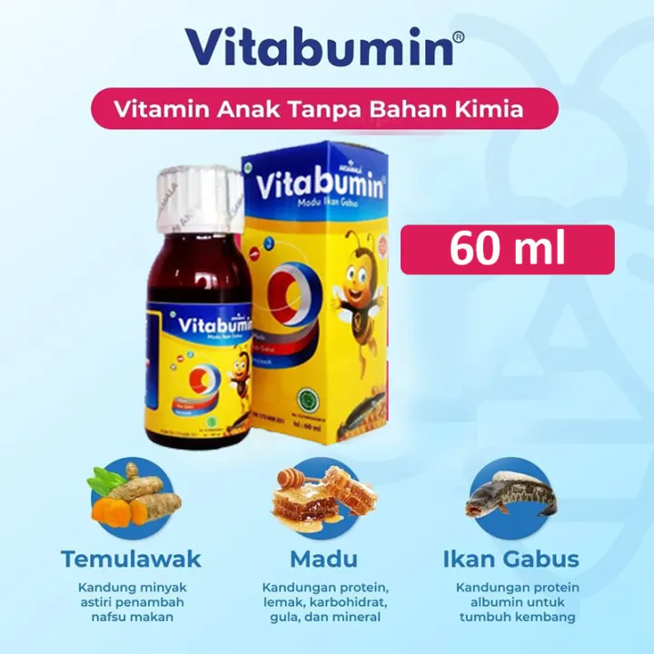 vitabumin 60 ml madu ekstrak ikan gabus nutrisi tumbuh kembang anak | Lazada Indonesia