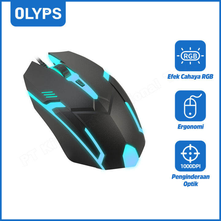 【OLYPS】Mouse Gaming, Mouse Optik Laptop Berkabel Kursor Presisi 1000DPI ...