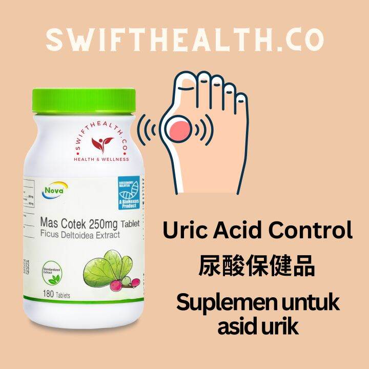 NOVA Mas Cotek 250mg Tablet (60's / 180's) URIC ACID JOINT PAIN GOUT ...
