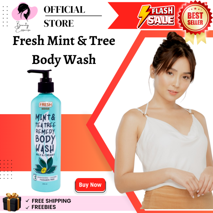 BEAUTYESSENCE FRESH SKINLAB MINT & TEA TREE BODYWASH 250ML HYDRATING COOLING REFRESHING ...