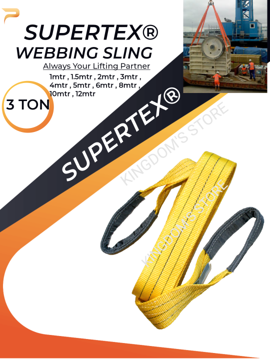 3 Ton(75mm) WEBBING SLING~SuperTex(Korea) Safety Factor 6:1 | Lazada