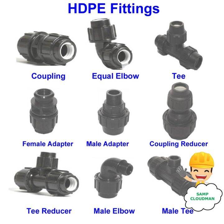 HDPE Compression Fittings Fitting Elbow Coupling Tee Male Female Adapter Reducer 1/2 3/4 1 ...