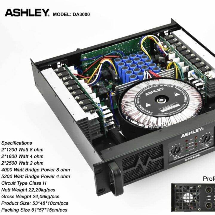 POWER ASHLEY DA3000 POWER AMPLIFIER 2 X 1000 WATT CLASS H | Lazada ...