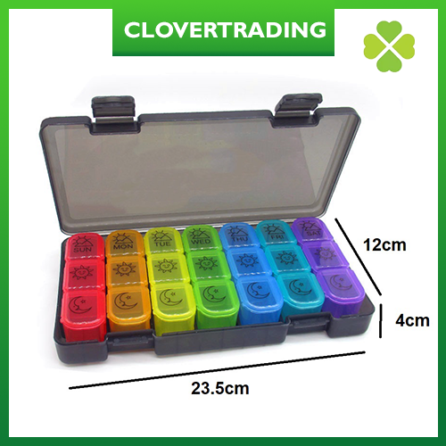 Pill Medicine Container 7 Day 3 Times A Day 21 Grids Pill Storage ...