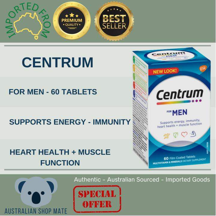 Centrum For Men, 60 Tablets, Supports Energy, Immunity, Heart Health ...