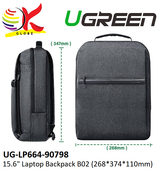 UGREEN 15.6" LAPTOP BACKPACK BAG B02 DARK GREY 268 * 374 * 110MM - (UG ...