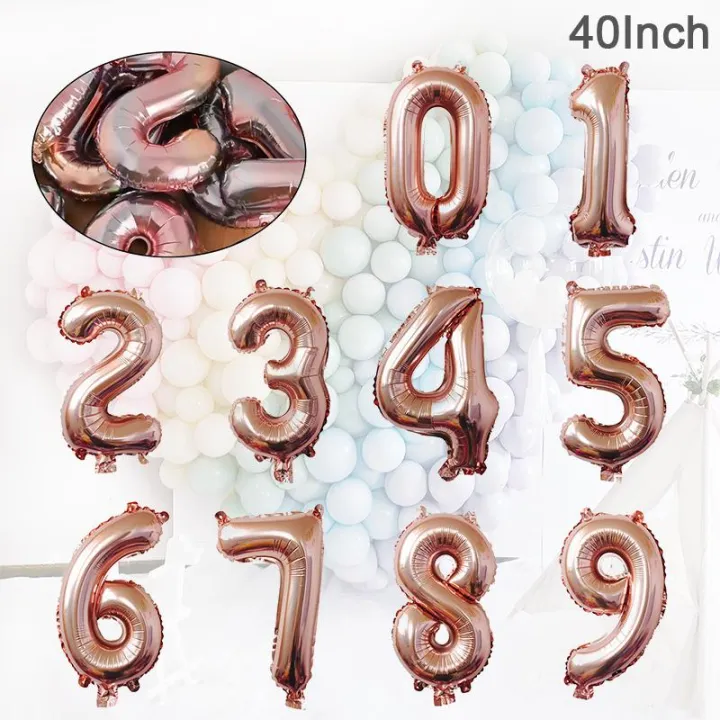 40 Inch Aluminum Foil Rose Gold Number Digital Balloon Birthday Party ...