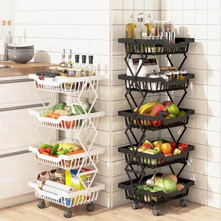 Fruit And Vegetable Racks Vegetable Baskets Foldable Multi-Tiered ...