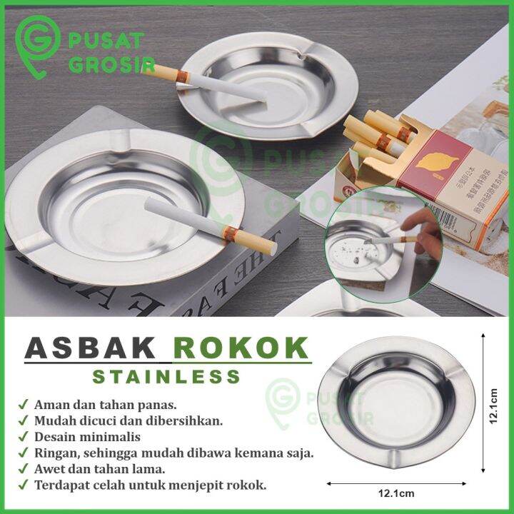 Asbak Rokok Stainless bulat wadah abu roko seng portable cigarette ...