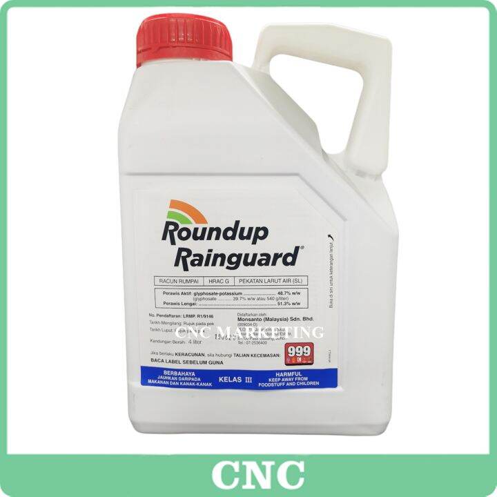 4L Roundup Rainguard Monsanto Glyphosate Potassium 48.7% Racun Rumput ...