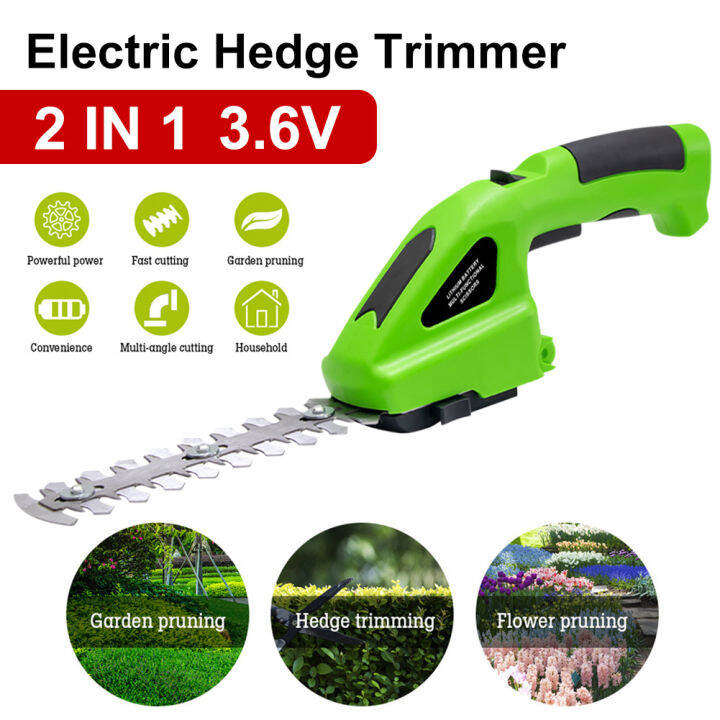 TX 2 In 1 Electric Hedge Trimmer 3.6V Cordless Hedge Cutter Portable ...