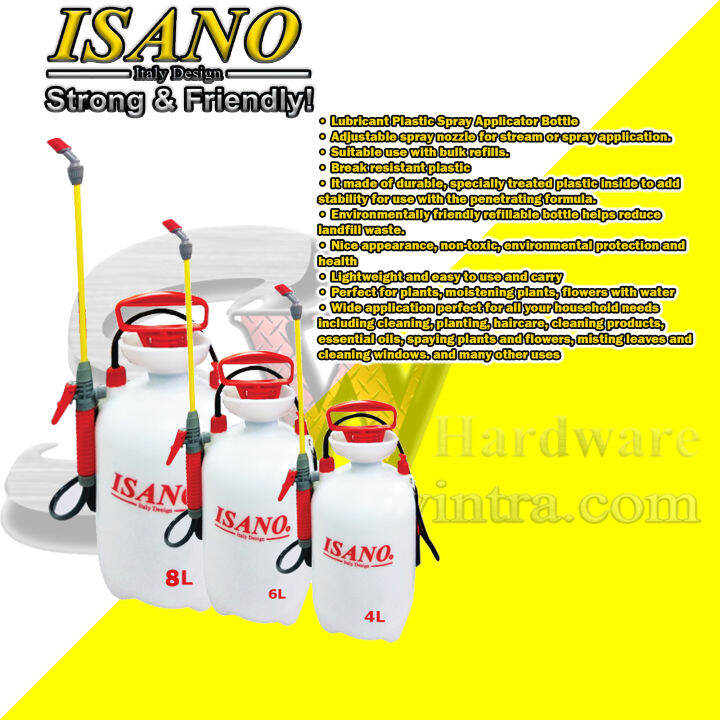 ISANO Garden Pressure Sprayer Adjustable spray nozzle Lubricant PVC ...