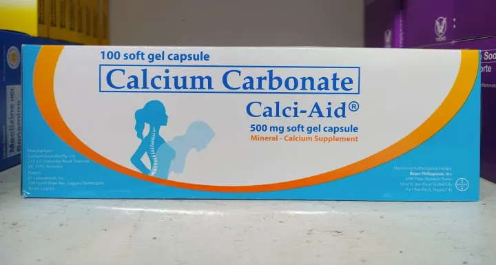 Calci Aid Calcium Carbonate 500 mg 100 Softgel Capsules | Lazada PH