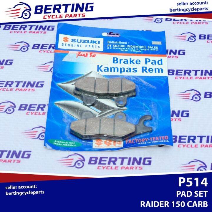 SGP FRONT BRAKE PAD Suzuki Raider 150 Carb Genuine 59100-25810-000 ...