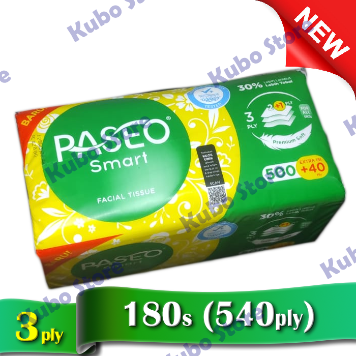 Paseo Smart Facial Tissue 540 ply 180lembar 3ply Tisu Lembut Premium ...