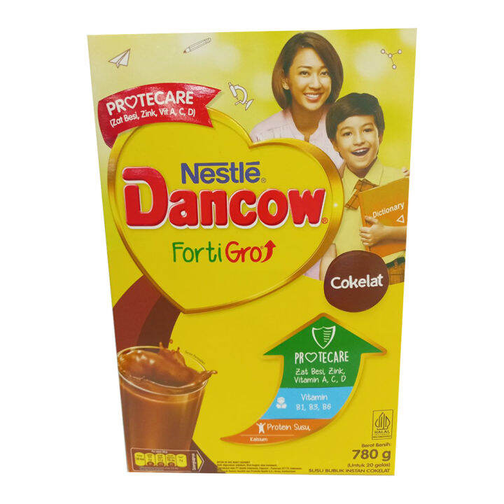 Nestle DANCOW FortiGro Susu Bubuk Cokelat Usia Sekolah Box 780g ...